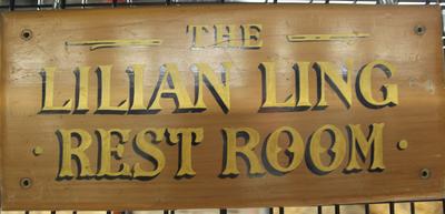 Wooden sign, 'Lillian Ling Rest Room' - Centre for Gold Rush Collections
