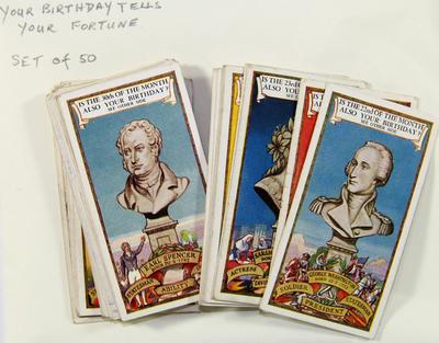 Complete set of 50 cigarette cards. "Your birthday tells your fortune ...