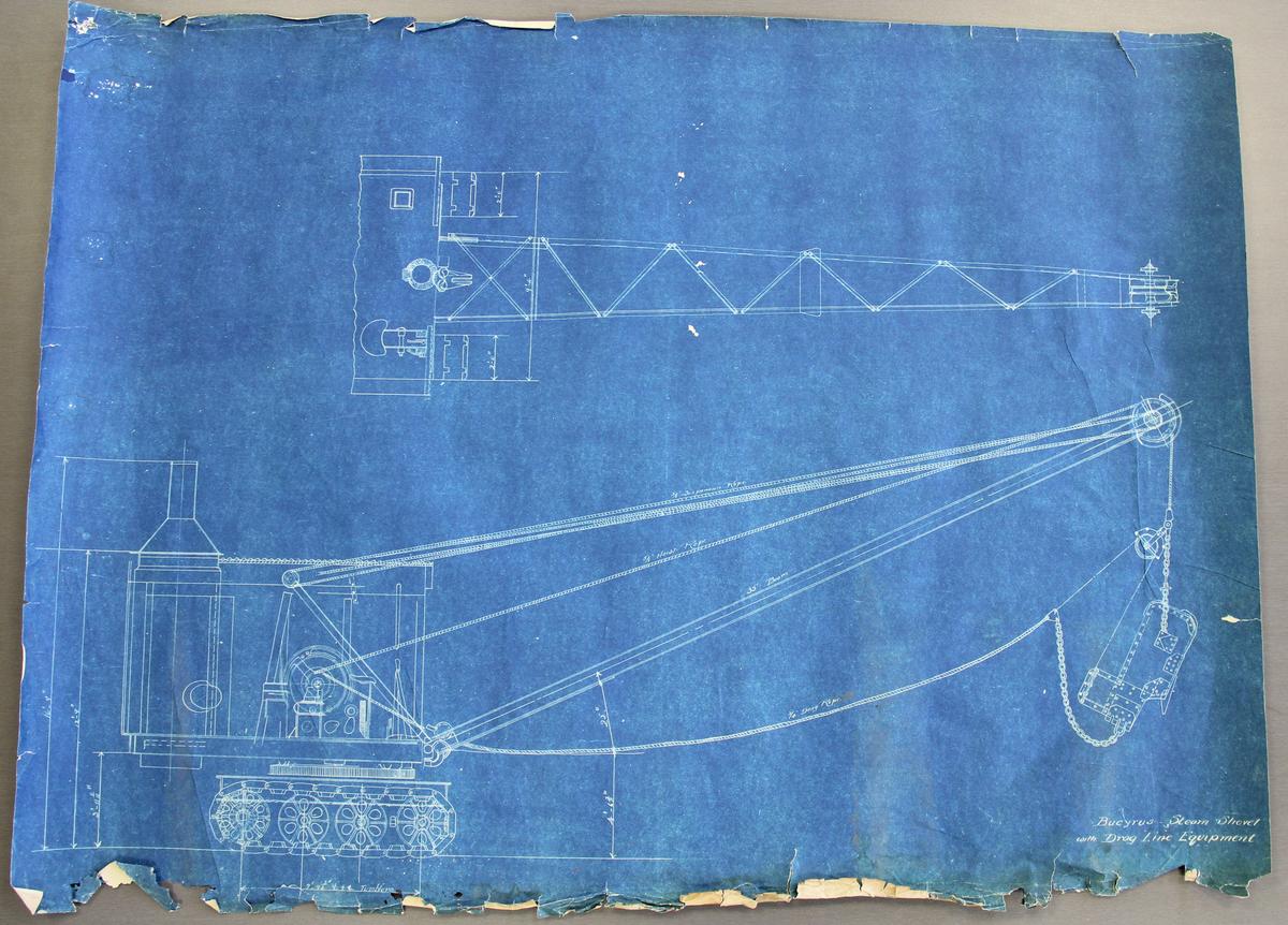 Blueprint, Bucyrus Steam Shovel with Drag Line Equipment - Centre for ...
